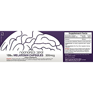 Melatonin Capsules | 300mcg | 120 Pills | Supports Healthy Sleep Cycles | Promotes Relaxation | Natural Sleep Aid Supplement