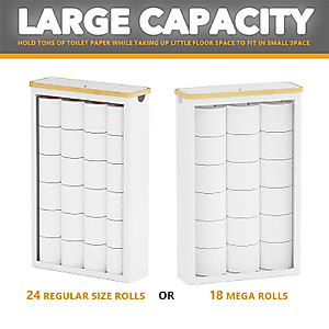 SpaceAid Extra Large Toilet Paper Storage with Lid, Hold up to 24 Regular Rolls or 18 Mega Rolls, Slim Toilet Paper Basket Holder Bin Container, Bathroom Accessories Organizer, White