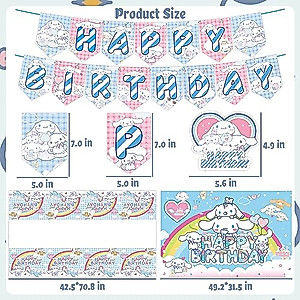 Kawaii Birthday Party Decorations Include Banner, Balloon, Tablecloth, Plates, Tattoo Sticker, Backdrop for Kawaii Birthday Party Supplies
