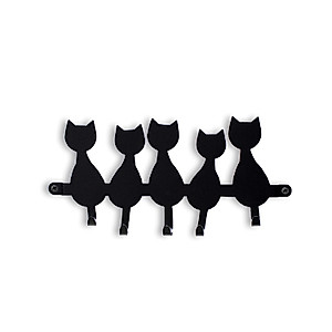 GEGUTON Wall Key Holder - Steel Hooks Holders Organizer for Keys, Decoration and Functional Items for Home, Birthday Gifts (Cats Theme)