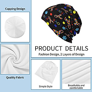 Autism Awareness Special Love Beanie Hat for Men and Women Lightweight Slouchy Hip-Hop Running Skull Cap Breathable Stretchy Sleep Hats Chemo Cap