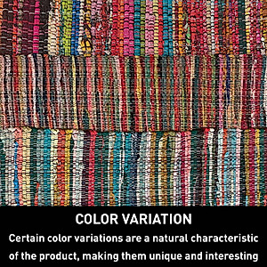 Chardin home - Eco Friendly 100% Recycled Cotton Colorful Chindi Area Rug – 5’x7’, Multi