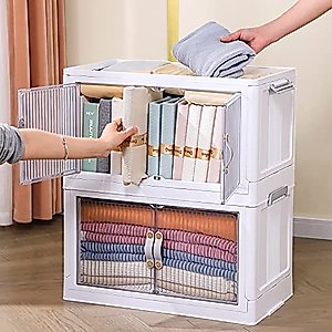 JOYBOS 3 Pack Stackable Storage Bins with Lids and Bathroom Sensor Trash Can