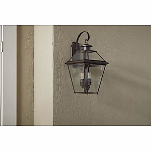 Progress Lighting P6617-20 Burlington Three-Light Large Wall Lantern, Polished Nickel/Delta, Antique Bronze