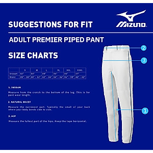 Mizuno mens Premier Piped Pant, White-black, Large US