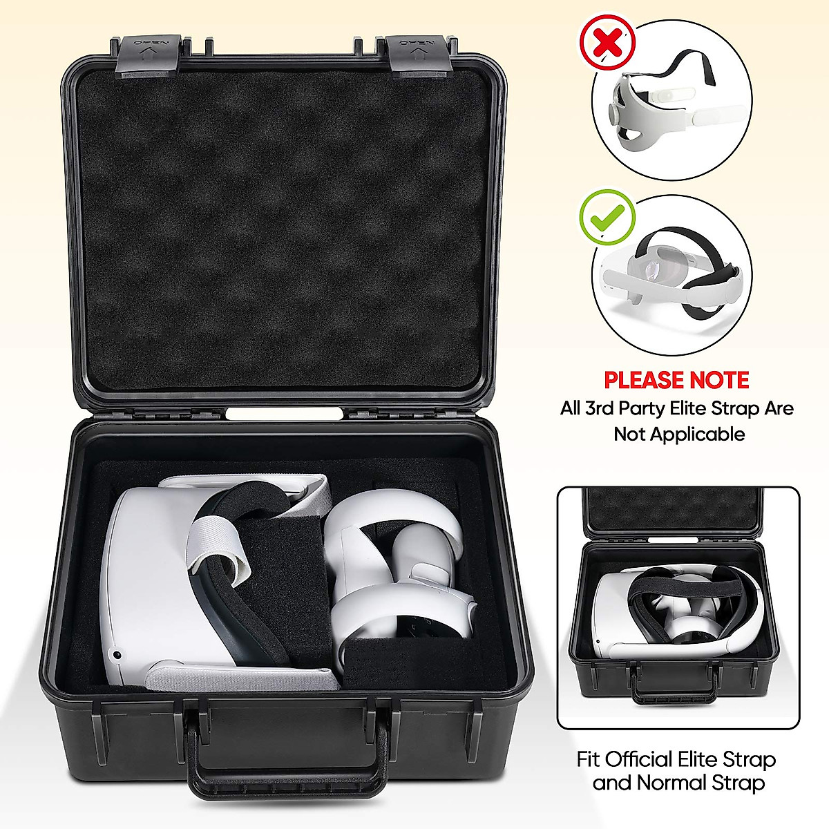 sarlar Hard Carrying Case for Meta Quest 3S/Quest 3/Quest 2 VR Headset Accessories Safe and Portable Protection, Compatible with Original Official Elite Head Strap, Suitable Travel and Home Storage