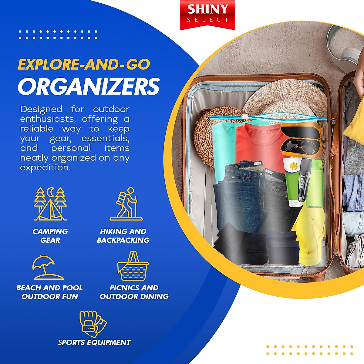 Shiny Select 5 Gallon Jumbo Slider Storage Bag, 18x24, 10 Bags – Resealable Extra Large Clear Plastic, 2 Mil Thick - Home Organization, Luggage, Travel, Kitchen Use, Baby Essentials, Seasonal Clothes