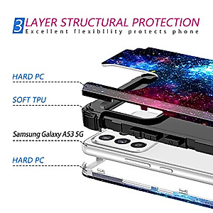 Miqala for Galaxy A53 5G Case,Glow in The Dark Three Layer Shockproof Hard Plastic+Silicone Rubber Protective Case for Samsung Galaxy A53 5G,Blue Sky