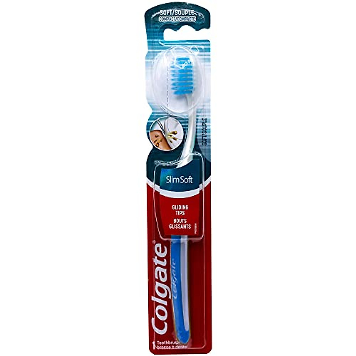 Colgate Slim Soft Toothbrush, Gliding Tips, Compact Soft (Colors Vary) - Pack of 6