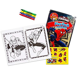 Set Of 15 Spiderman Play Packs Fun Party Favors Coloring Book Crayons Stickers Plus Loot Bags