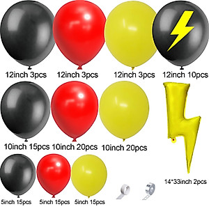 Red Black Yellow Birthday Party Decorations - 123 Pcs Cartoon Game Balloon Garland Arch Kit, Cartoon Theme Latex Balloon Arch For Cartoon Ball Baby Shower Birthday Party Supplies (red)