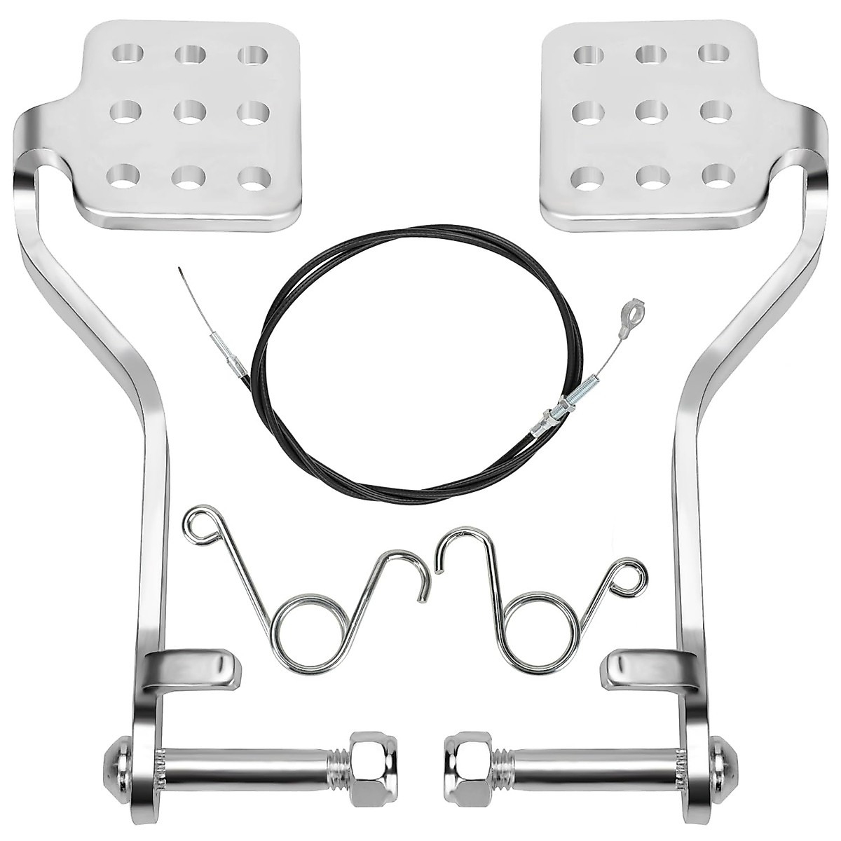 GREHUA Go Kart Pedals with Throttle Cable 71'' for 212cc 196cc 6.5hp Road Rocket Manco Kandi Carter Azusa Racing Go Kart Vintage Racing Drift Trike Heavy Duty Pedal Go Kart Parts - Silver