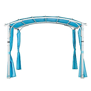 Meetleisure 11’ x 11’ Outdoor Pergola, Pergola Canopy for Patio, Arched Roof Metal Pergola with Full Coverage Sun Shade Canopy & Aqua Blue Sidewalls