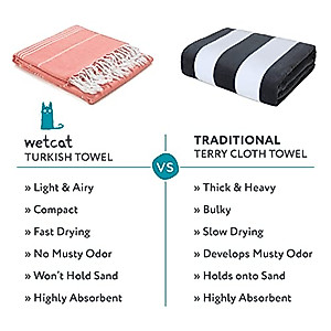 WETCAT Turkish Beach Towel Oversized 38x71 100% Cotton Sand Free Quick Dry Swim Towel Extra Large Turkish Towel Light Travel Towel for Adults Beach Gifts Beach Accessories - Dark Coral