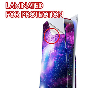 ITS A Skin Skins Compatible with Sony Playstation 5 Console Disc Edition - Protective Decal Overlay Stickers wrap Cover - Stars Galaxy red Blue Purple Gasses