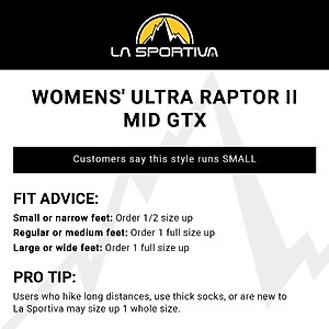 La Sportiva Womens Ultra Raptor II Mid GTX Hiking Boot, Carbon/Topaz, 8