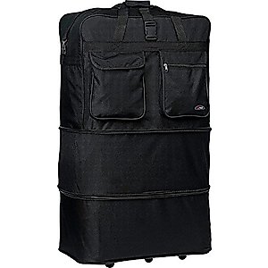 36" Rolling Wheeled Duffle Bag Spinner Suitcase Luggage Expandable (36 Inch, Black)