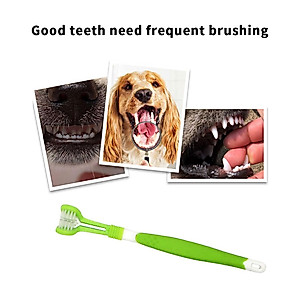 Hperu Pet Toothbrush Triple Multi Angle Dog Toothbrush for Pet Tartar Teeth Care Green PVC bathtub
