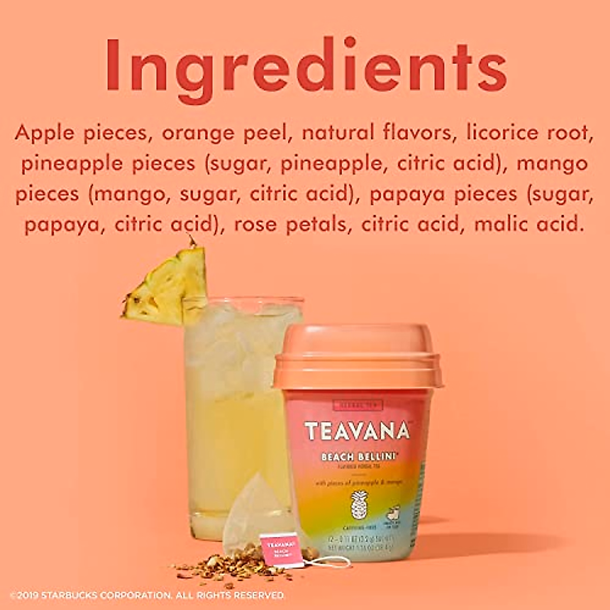 Teavana Jade Citrus Mint Green Tea, Beach Bellini, Lemon Ginger Bliss Herbal Tea Caffeine Free with Recipe eBook - Set of 4 Items (Without Honey Sticks)