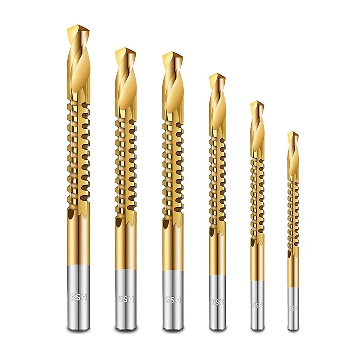 VIEUE Drill Bits 4/6 Piece Cobalt Bit Set Spiral Metric Composite Tap Bit Tap Twist Bit Wood Drill for Cutting Drilling Slotting (Color : 6Pcs8MM)
