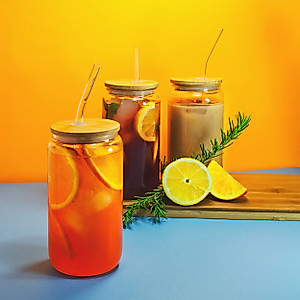 6 Pcs Glass Cups With Lids And Straws, 16oz Glassware Sets, Trending Ice Coffee Cup, Cute Mugs, Sublimation Cups, Coffee Bar Accessories, Tiktok Trend Items, House Warming Gifts New Home, Can Glasses