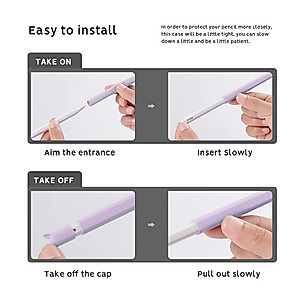 3 Pack Cute Ear Case Silicone Skin Cover for Apple Pencil 2nd Generation Accessories Compatible with iPad Pro 11 12.9 inch(White, Pink,Purple)