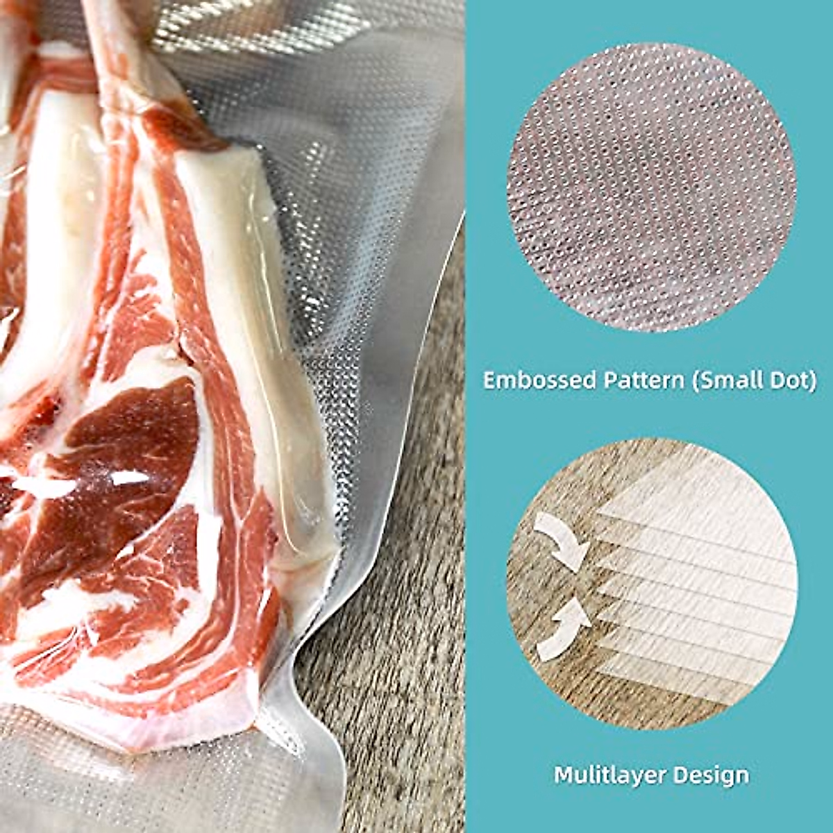 Happy Seal Vacuum Sealer Bags 11x25 Rolls 8 Pack for Food Saver, Seal a Meal, BPA Free, Commercial Grade, Great for Vac Storage, Meal Prep or Sous Vide