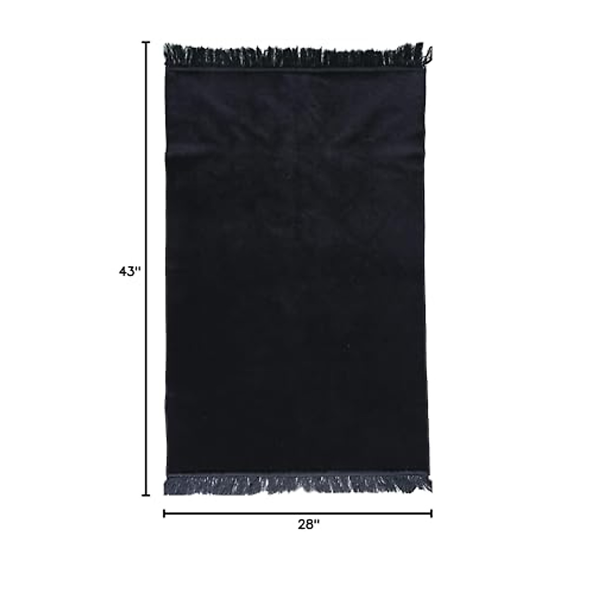 Modefa Turkish Islamic Velvet Janamaz Prayer Rug - Prayer Mat Carpet for Men and Women - Traditional Muslim Sajadah - Ramadan or Eid Gift - Solid Simple (Black)