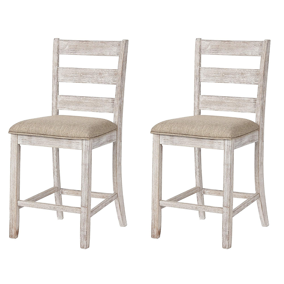 Signature Design by Ashley Skempton 24" Counter Height Upholstered Barstool, Set of 2, Antique White