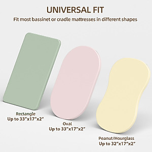 Musioiy Muslin Bassinet Sheets for Baby Girls and Boys, Soft & Breathable Cotton Bed Oval, Hourglass Rectangular Cradle Mattress, 2 Pack,(Animal Print Stars, White Grey (CRIB202305)