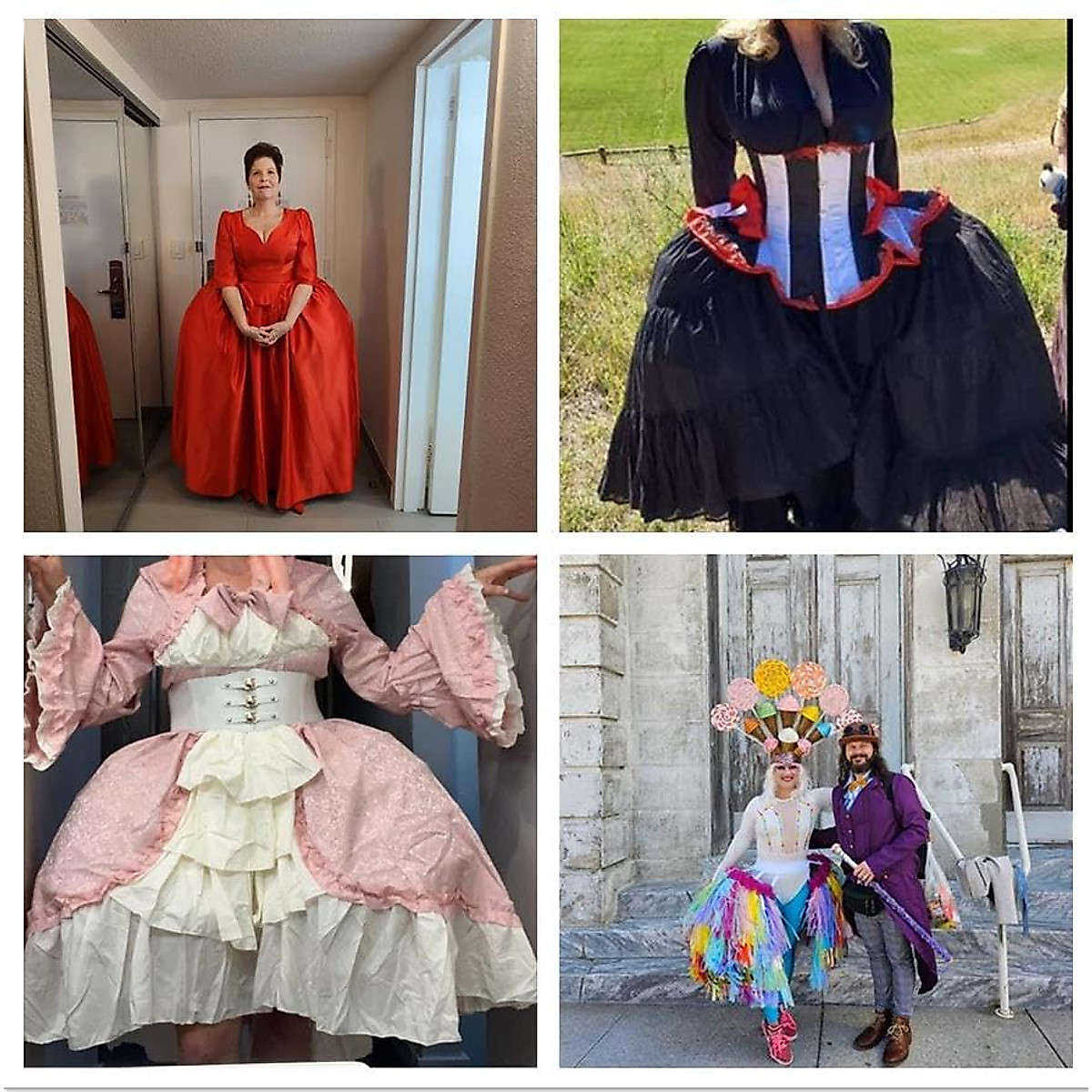 Pannier Petticoat Women Victorian Bustle Cages Hoop Skirt Cage Skirt for Women (Black 4 Hoops)