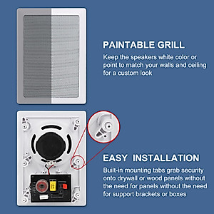 Herdio 5.25" 400 Watt Ceiling Bluetooth Speakers, 2-Way in-Wall Ceiling Speakers Perfect for Indoor/Outdoor Wall &Ceiling Mount (2 Pairs)