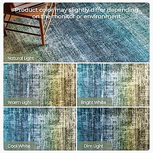 Kokia Abstract Area Rug Living Room 5x7 Colorful Washable Large Rug Bedroom Living Room Under Dining Table Soft Non Slip Stain Resistant Blue Carpet Room Decor, Oslo Teal