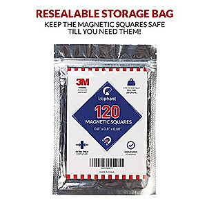 Magnetic Squares, 120 Pieces Magnet Squares (Each 20 x 20 x 2mm) on 4 Tape Sheets, with 3M Strong Adhesive Backing. Perfect for DIY, Art Projects, whiteboards & Fridge Organization (120 Pieces)