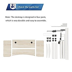 Suhapup Electric Height Adjustable Computer Desk,55x30 inches Desk with Memory Controller Corner Standing Desk Modern Workstation with Ergonomic Desk Light Oak Splice Board/White Frame
