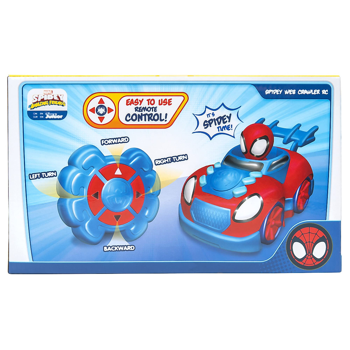 Marvel Spidey and His Amazing Friends Web Crawler RC - Remote-Controlled Vehicle - Features Built-in Super Hero with 4 Controller Functions, Blue & Red