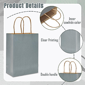 Whaline 24Pcs Kraft Paper Bags Calming Blue Gift Bags with Handles Candy Goodie Treat Bags Grocery Shopping Bags for DIY Crafts Baby Shower Birthday Wedding Party Supplies, 5.9x3.1x8.3inch