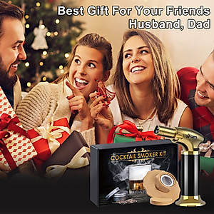 OGERY Cocktail Smoker Kit with Torch, Whiskey Smoker Kit with 4 Flavors Wood Chips, Mens Gifts, Old Fashioned Drink Smoker Infuser Kit, Fathers Day Birthday Gifts for Men, Dad, Husband (No Butane)