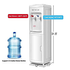 SAFEPLUS Top Loading Water Cooler Dispenser, Hot & Cold Freestanding Water Cooler Holds 5 Gallon Bottles Perfect for Home Office School UL & Energy-Saving Approved