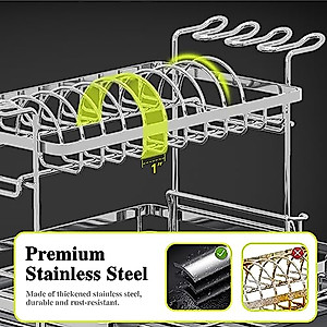 Z&L HOUSE Dish Drying Rack for Kitchen Counter, Upgraded 2 Tier Expandable Dish Dryer Rack Create More Space, Large Dish Rack with Automatic Drainer, Durable Metal Dishrack for Kitchen Gray
