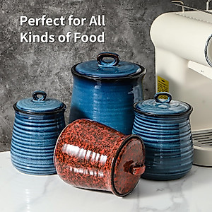 Hasense Kitchen Canister, 88 OZ Ceramic Coffee Container with Airtight Lid for Countertop, Large Food Storage Jar for Serving Sugar,Tea,Flour,Spice,Salt,Cookies,Candy,Cereal,Treat,Snack,Treats (Blue)