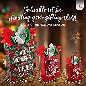 Christmas Gift Bags Assorted Sizes-24 Christmas Bags Bulk -Christmas Bags for Gifts with Christmas Tissue Paper Gift Wrap- Assorted Holiday Gift Bags for Christmas - Xmas Holiday Bags for Gifts