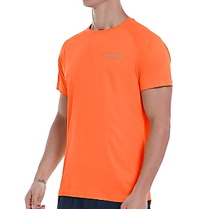 Men's Dry Fit Moisture Wicking Athletic T-Shirt Short Sleeve Workout Running Shirts for Men (Orange,5XL)