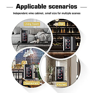 Jointco Thermoelectric Cooler 6 Bottle, Freestanding Wine Cooler, 48F-64F, For Red & White Wine…