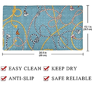 Bath Tub Shower Mat - Anti-Slip PVC Material 15.1x26.8 in, Gentle Cushioning Quick Drying Suction Cups Reliable Solution - Vintage Rope Pattern Non-Slip Floor Mat