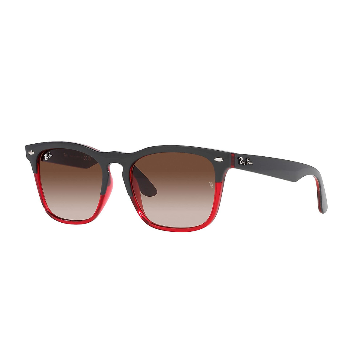 Ray-Ban RB4487 Steve Square Sunglasses, Green on Transparent Red/Brown Gradient, 54 mm