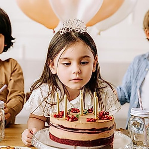 Birthday Crown Silver Rhinestone Birthday Tiara Birthday Party Decorations for Women Birthday Party Favors for Girls 16th 21st 30th 40th 50th 60th Birthday Crown Crystal Hair Accessories for Party(Rose Gold)