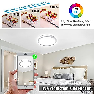 Wowag 2PACK LED Flush Mount Ceiling Light Fixture,12 Inch Super Slim 24W 2200lm,3000k/4000k/6000K 3 Color Selectable Surface Mount Low Profile Ceiling Lamp for Bedroom,Kitchen,Dining Room(White)