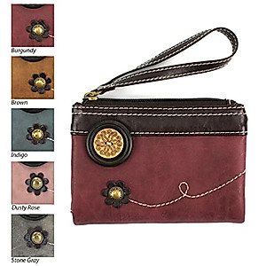 Chala Handbags Paw Prints Convertible Backpack Purse and Double Fold Wallet Bundle- Dog Lovers, Burgundycolor