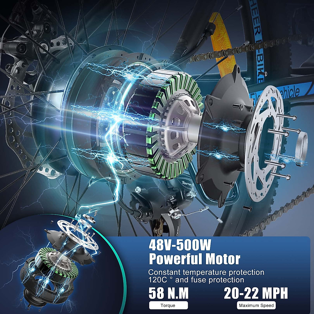 ANCHEER 350/500W Electric Bike 27.5'' Adults Electric Commuter Bike/Electric Mountain Bike, 36/48V Ebike with Removable 10/10.4Ah Battery, Professional 21/24 Speed Gears